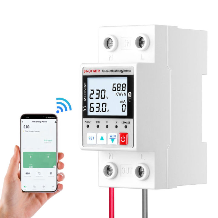 Smart Meter DIN Rail 1-Phase Digital AC Meter 220V, Tuya WiFi Circuit ...