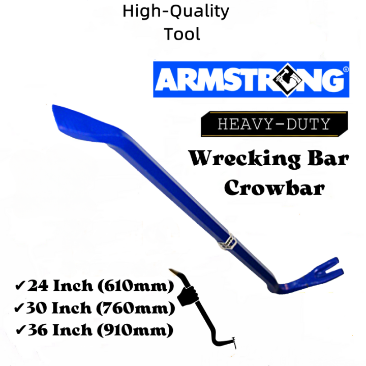 Wrecking Bar Heavy Duty Crowbar Forged Steel Claw Bar Pry Nail Tools 24 ...