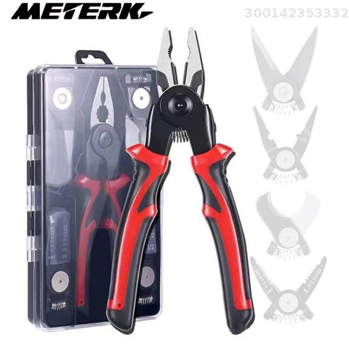 Meterk 5in1 Multifunctional Interchangeable Heads Pliers Set Steel Wire ...