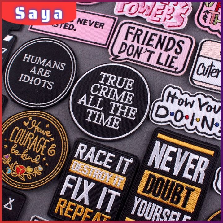 Letter Patch Iron-On Patches For Clothing Stripes Words Embroidered ...