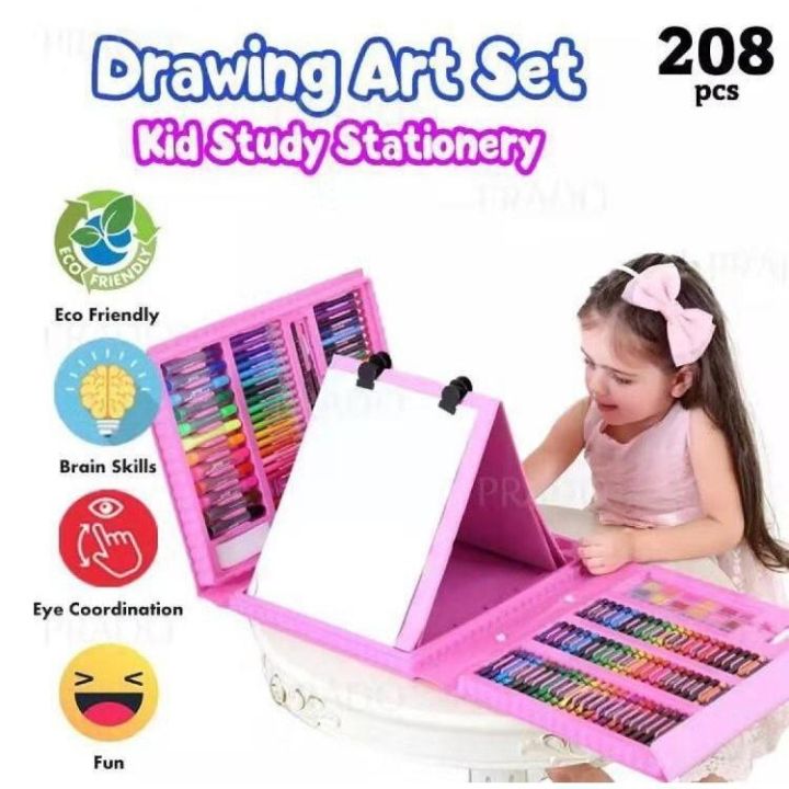 Art Set 208pcs Colour Pencil Crayon Drawing Board for Children - Pensil ...