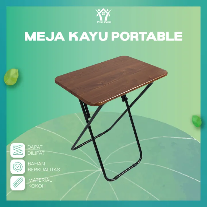 Meja Kayu Portable Kreasi Rumah Dengan Kaki Besi Meja Portable Kreasi ...