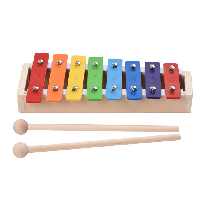 8 Keys Compact Size Xylophone Glockenspiel with Wooden Mallets ...