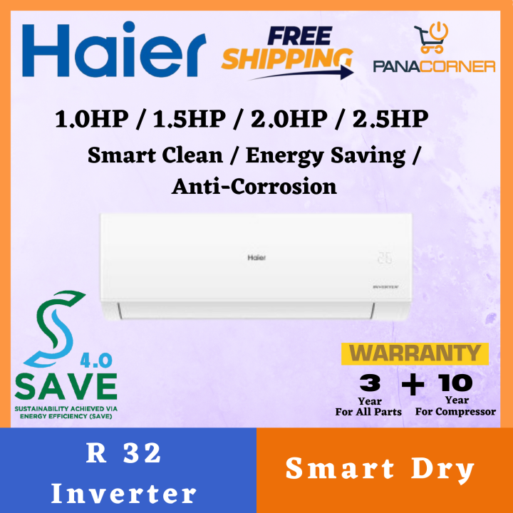 [Clean Cool] Haier Inverter Air Conditioner Smart Clean Smart Dry HSU ...