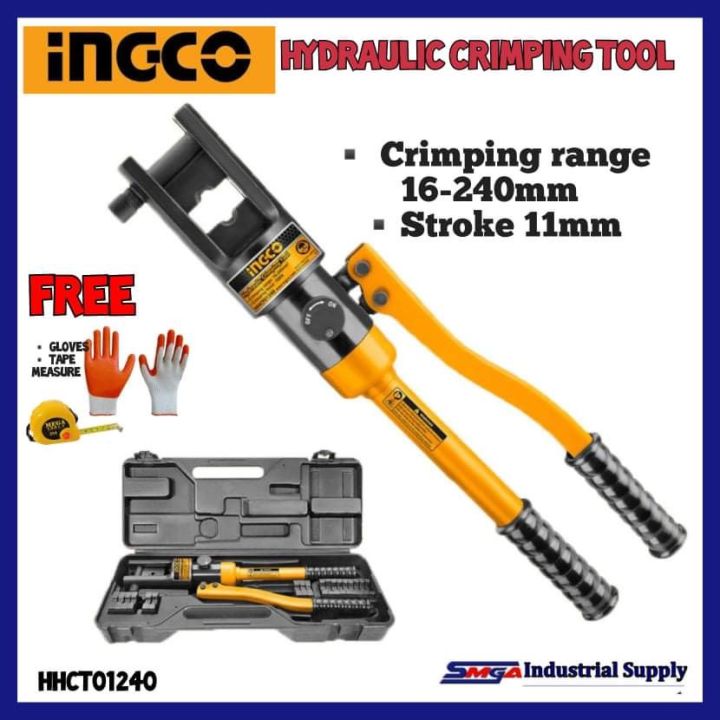 Ingco Hydraulic Crimping Tool HHCT01240 FREE GLOVES AND TAPE MEASURE ...