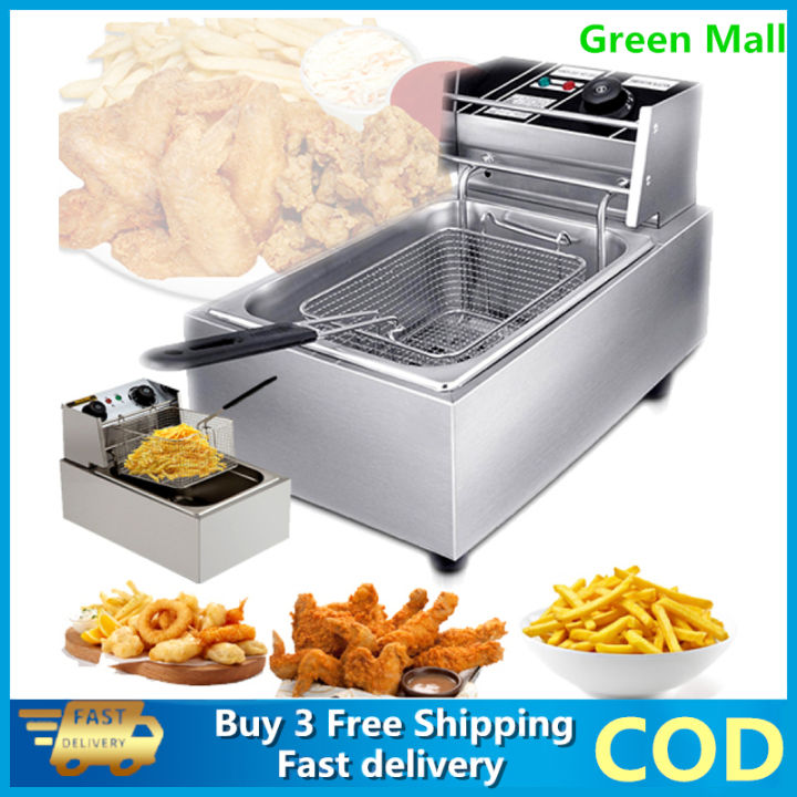 220V 6 Liters Capacity Heavy Duty Stainless Steel Deep Fryer Commercial Electric Catering ...