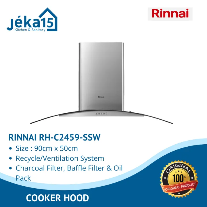 Cooker Hood 90cm Rinnai // Chimney Hood Terbaik // Rinnai RH- C2459- SSW | Lazada Indonesia