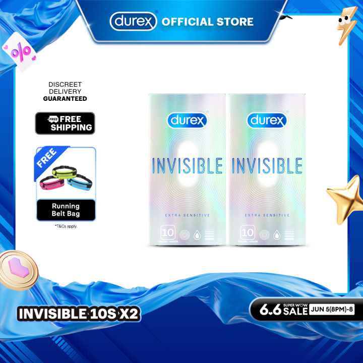 Durex Invisible Extra Thin Extra Sensitive Lubricated Condoms 10s (Set of 2 - 20 Condoms ...