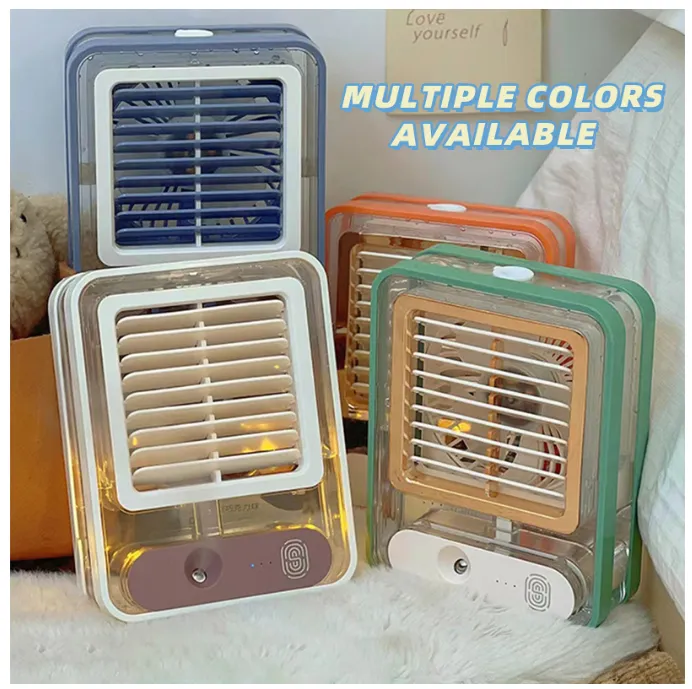 Transparent Spray Light Fan Mini Air Cooler with Mist Water Spray with ...