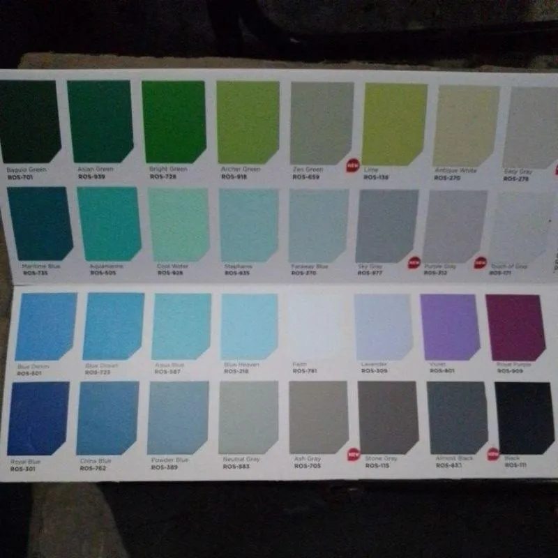 RAIN OR SHINE COLOR CHART COMPLETE GUIDE FOR COLORS ELASTOMERIC ...