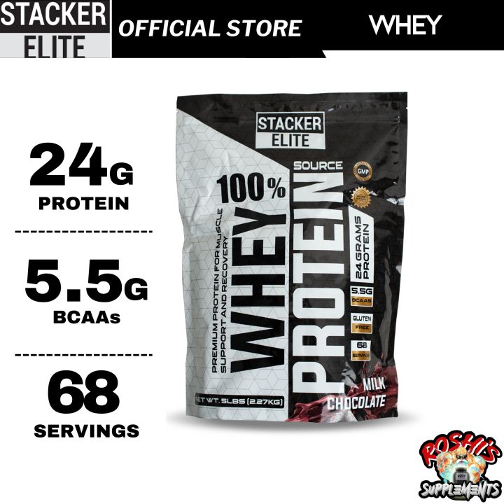 STACKER ELITE 100% WHEY PROTEIN 5LBS 68 SERVINGS | MUSCLE SUPPORT AND ...