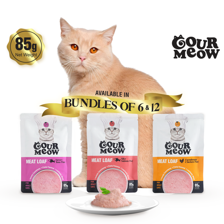 GourMeow Pate Adult Cat Wet Food Pouch Meat Loaf Farmhouse Silky Savory Chicken Salmon Tuna ...