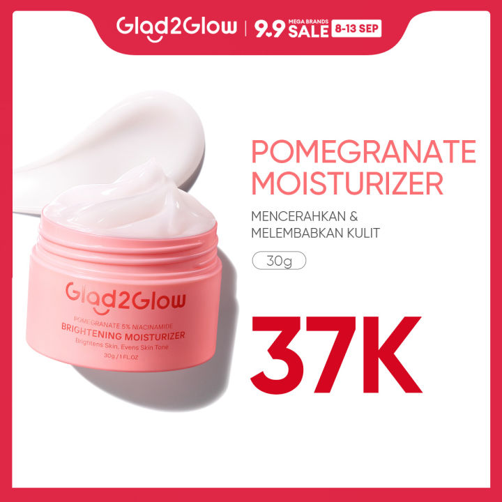 3pcs GLAD2GLOW Pomegranate 5% Niacinamide Brightening Moisturizer 30g ...