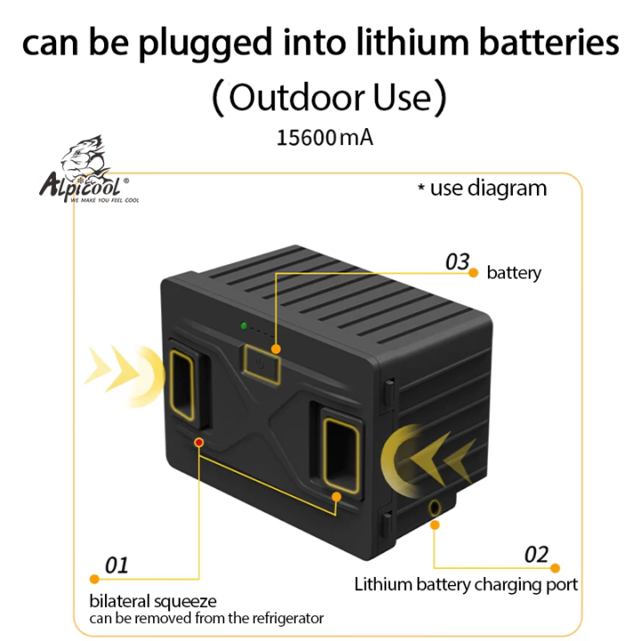 Alpicool 15600mAh Extra Battery Pack for Portable Refrigerator Camping ...