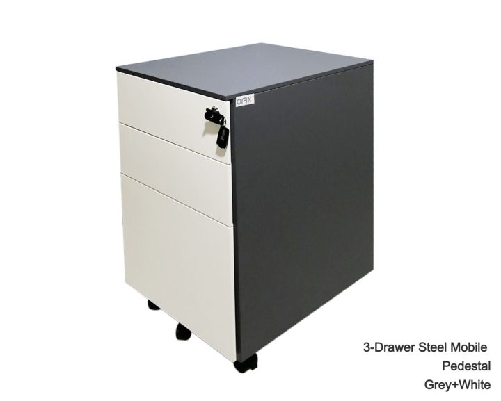 Ofix 3-Drawer Steel Mobile Pedestal (White, Grey+White) | Lazada PH