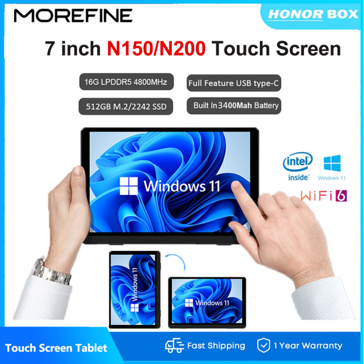SZBOX S7 7 inch N200 Mini PC WiFi6 BT5.2 Touch Screen Windows 11 PRO N150 LPDDR5 16GB 512GB SSD ...