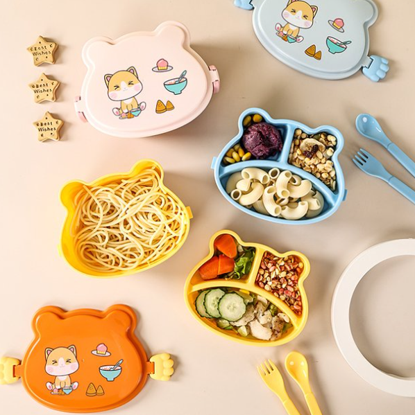 Buyyu Cute Cat Shaped Lunch Box Lunch Food Container With Fork And ...
