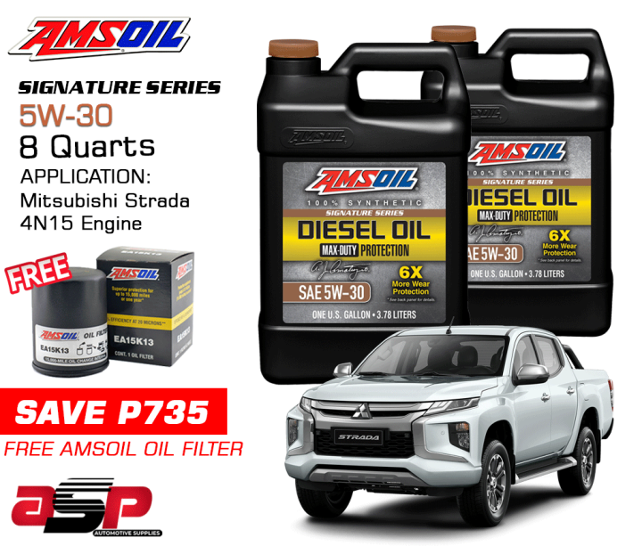 AMSOIL 5W-30 Signature Series Max-Duty 100% Synthetic Diesel Oil 8 ...
