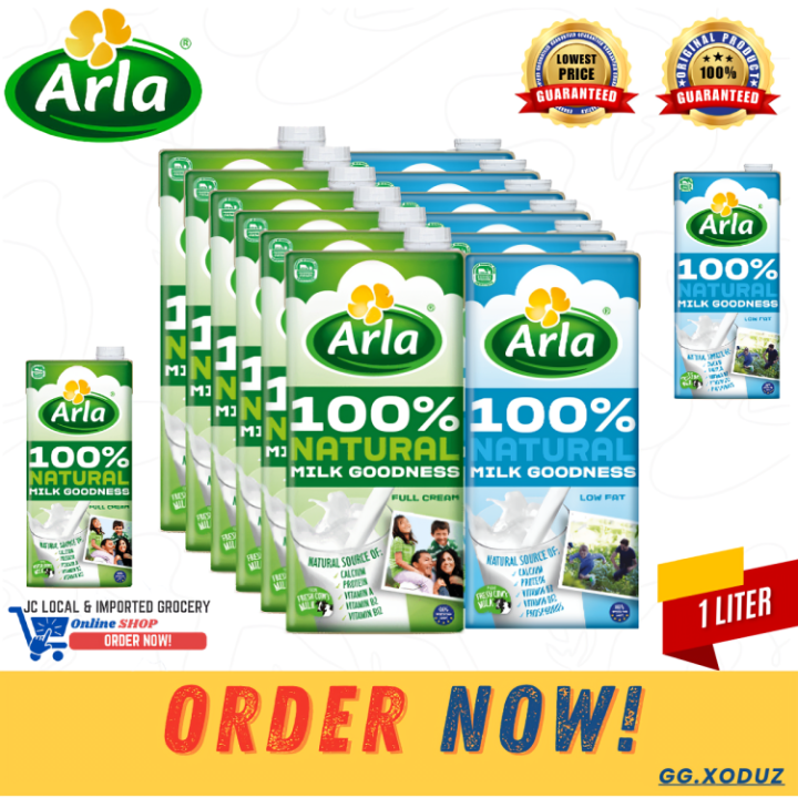 Authentic ARLA Europe 100% Fresh Cow's Full Cream & Low Fat 1 Liter ...