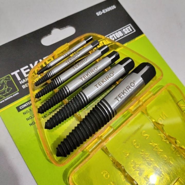 5PC SCREW EXTRACTOR SET Tap Balik set Pembuka Baut Patah Bolt Pipe ...