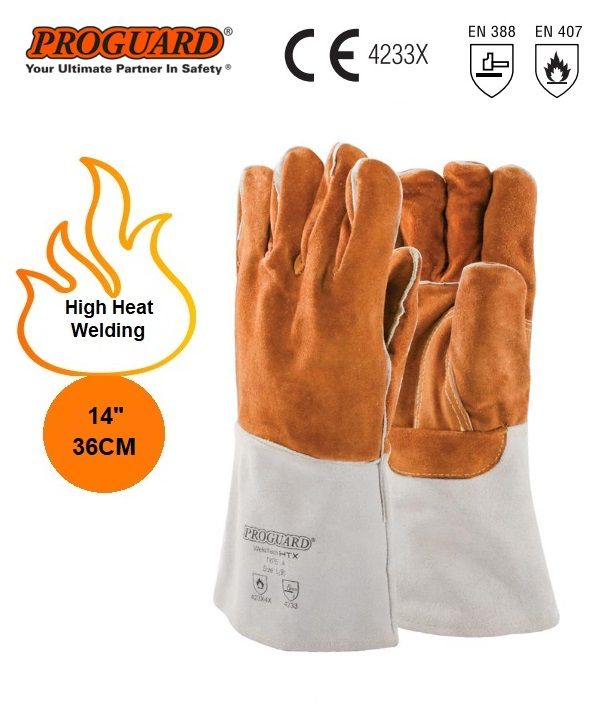 High Quality Full Split Leather Welding Glove for High Heat Operating Up To 150°C WELDTECH ...