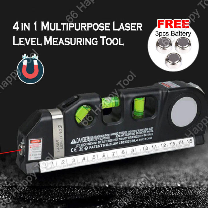 Multipurpose 4 in 1 Laser Water Level Industry Measurement Tape Multi ...