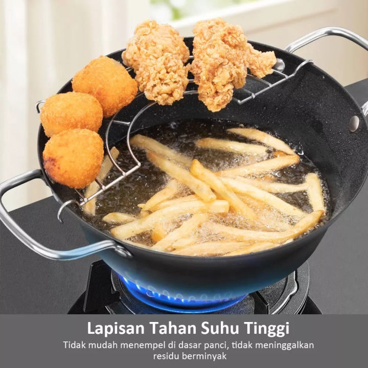 Tempura Fryer Pot, Mini Deep Fry Pan with Drainer Mini Deep frying pan ...