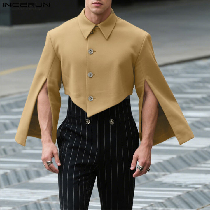 INCERUN Jackets For Men Autumn Trendy Irregular Split Design Long ...