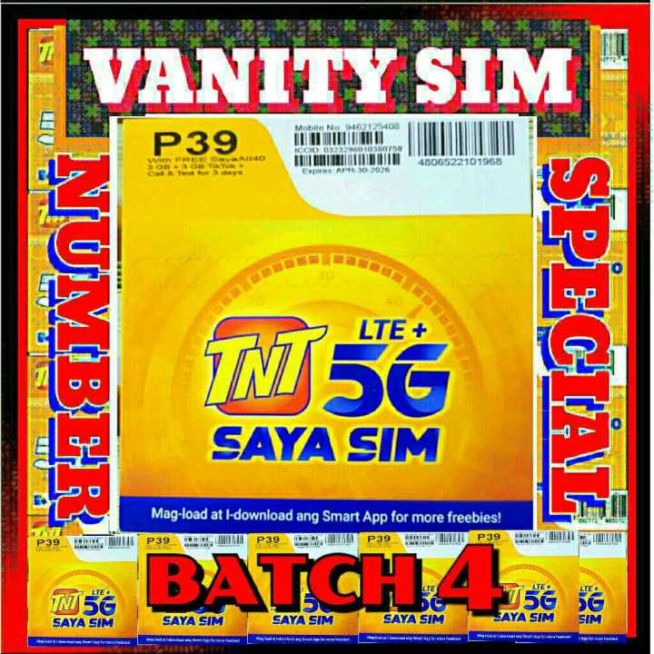 TNT SIM CARD 5G VANITY SPECIAL NUMBER (Batch 4) Expiration: OCTOBER ...