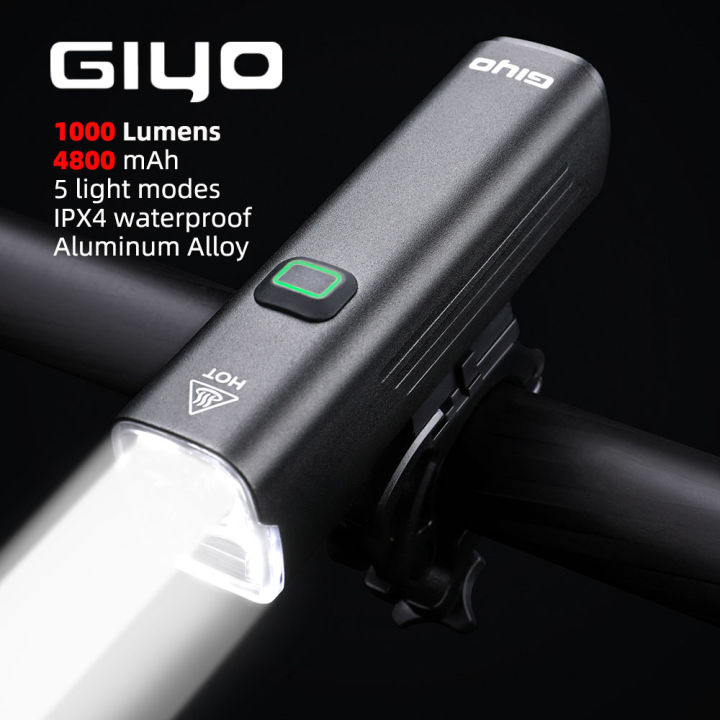 Giyo Night Cycling 1000 Lumen Front Light USB Charge 4800mAh Bicycle ...