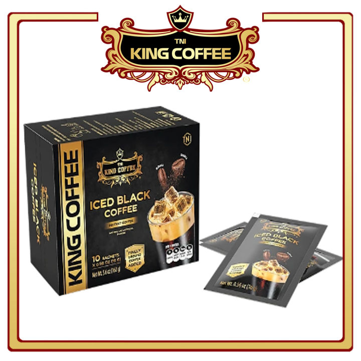 TNI KING COFFEE 3in1 Iced Black Instant Coffee (10 sachets) 160g Strong ...