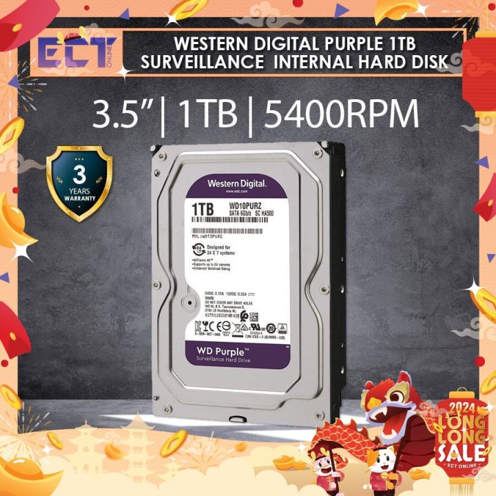Western Digital Purple 3.5" 1TB 5400RPM 64mb Sata Surveillance Hard ...