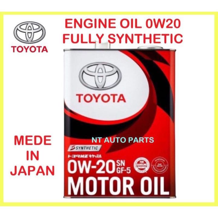 100% Original Toyota 0W-20 0W20 Synthetic SP GF-5A Engine Oil 4L - Imported from Japan - Motor ...