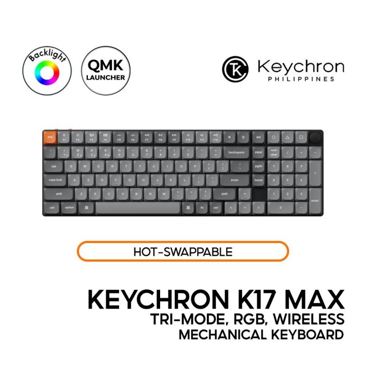 Keychron K17 Max QMK Mechanical Keyboard, 96% layout, Tri-mode, RGB ...