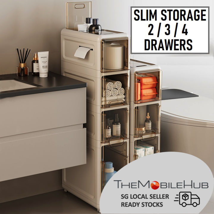 Movable Slim Storage Drawer Cabinet Shelf Organizer Tissue Dispenser ...