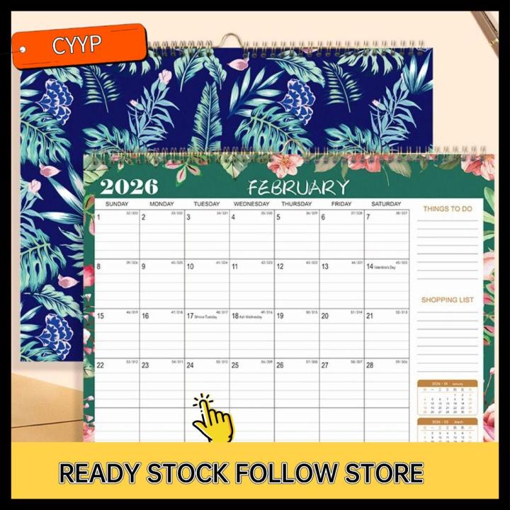B9GIQY5EX Large Date Blocks 2026 Wall Calendar English Version Floral ...