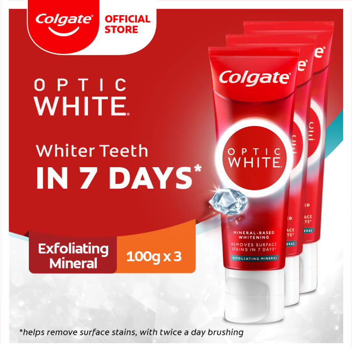 Colgate Optic White Exfoliating Mineral Toothpaste 100g [Bundle of 3 ...