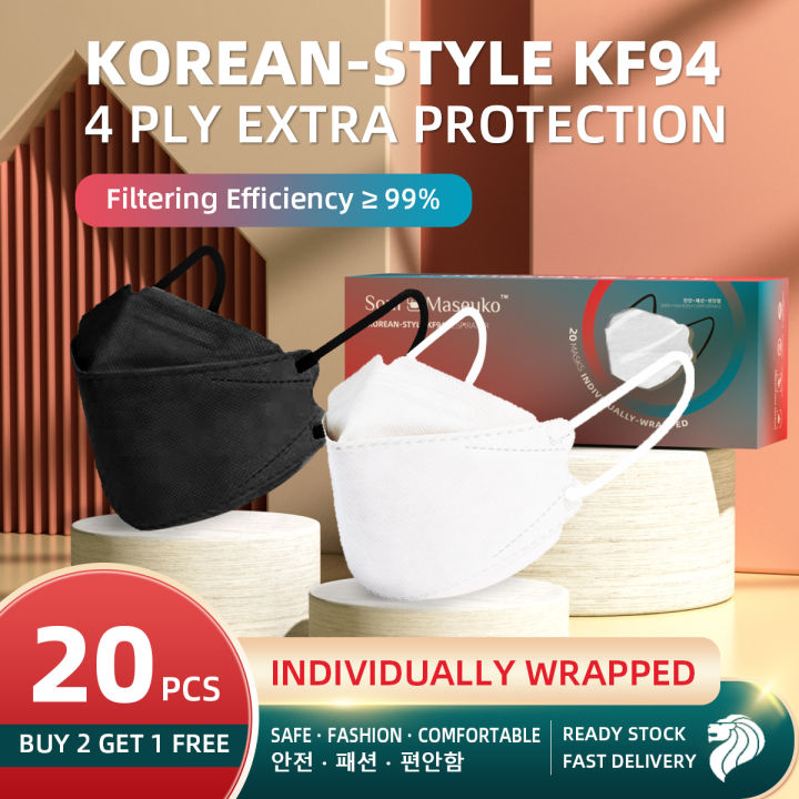 [Ready Stock] 4ply Premium KF94 Mask Disposable Face Mask Efficiency ...