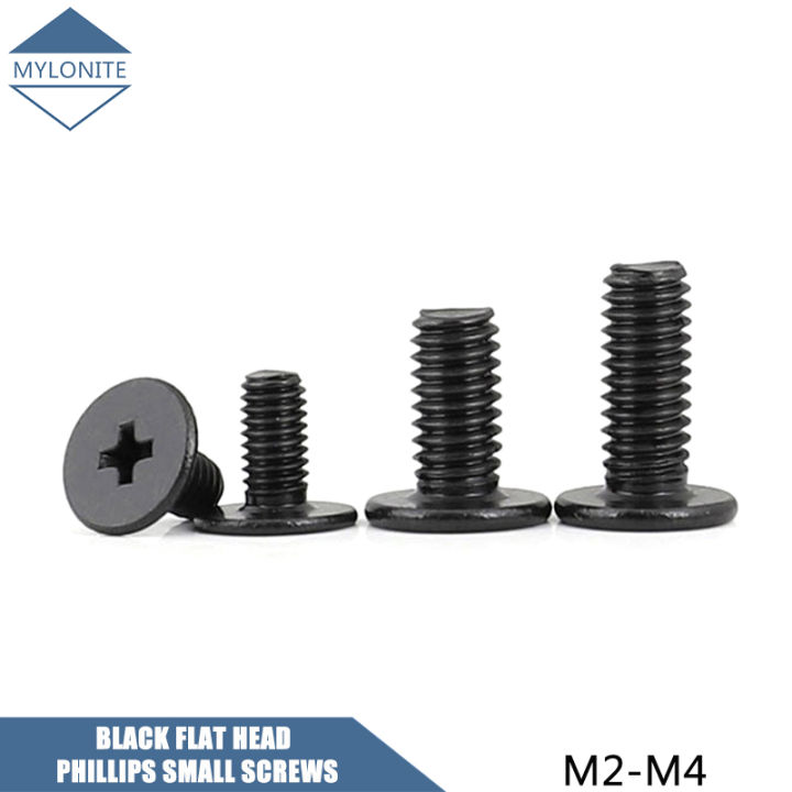 Small Size M2 M2.5 M3 M4 Black Zinc Flat Head Phillips Screw Length 3mm ...