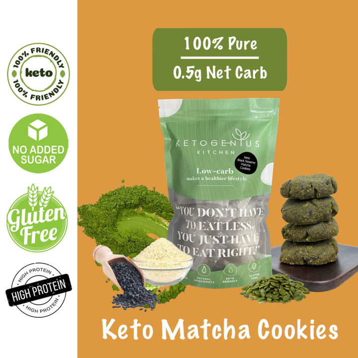 Ketogenius Kitchen Keto Black Sesame Matcha Cookies, Biskut Keto Bijan ...