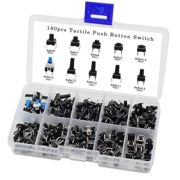 Tactile Push Button Switch Micro-Momentary Tact Assortment Kit (6x6 ...