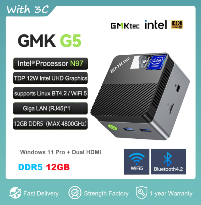 GMKtec G5 Intel Alder Lake N97 Mini PC Windows 11 Pro Desktop DDR5 ... GMKtec G5 Intel Alder Lake N97 Mini PC Windows 11 Pro Desktop DDR5 ...
