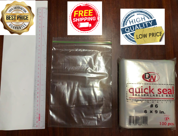 QS6 x 9 inches - 15 x 23cm | 100pcs Quickseal Ziplock | Resealable ...
