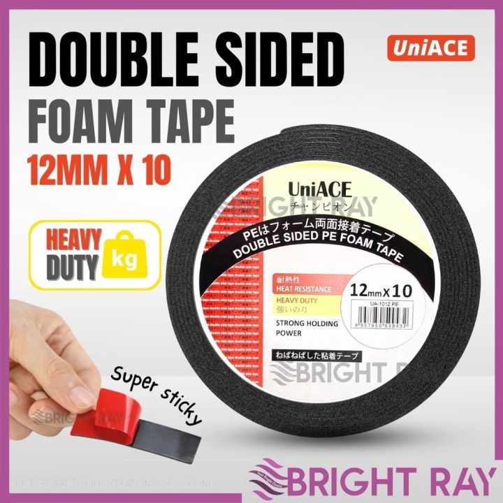 UniACE 12mmx10 Double Sided PE Foam Tape Heat Resistance Heavy Duty ...