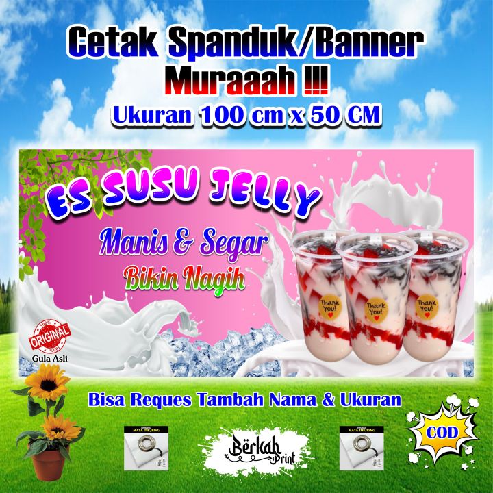 Spanduk Banner Es Susu Jelly Ukuran 100 cm x 50 cm | Lazada Indonesia