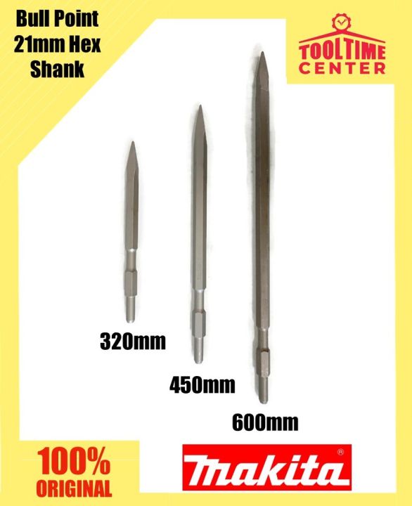 Makita 21mm Hex Shank Bull Point Chisel Size: 320mm, 450mm & 600mm ...