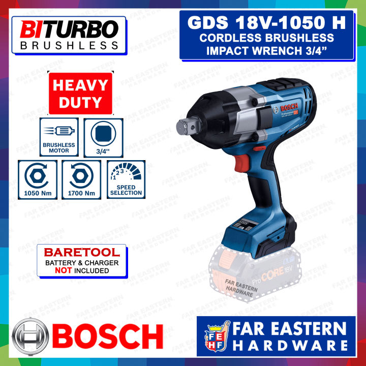 BOSCH GDS 18V-1050H Cordless Brushless Impact Wrench 18V Biturbo Baretool FAR EASTERN HARDWARE ...