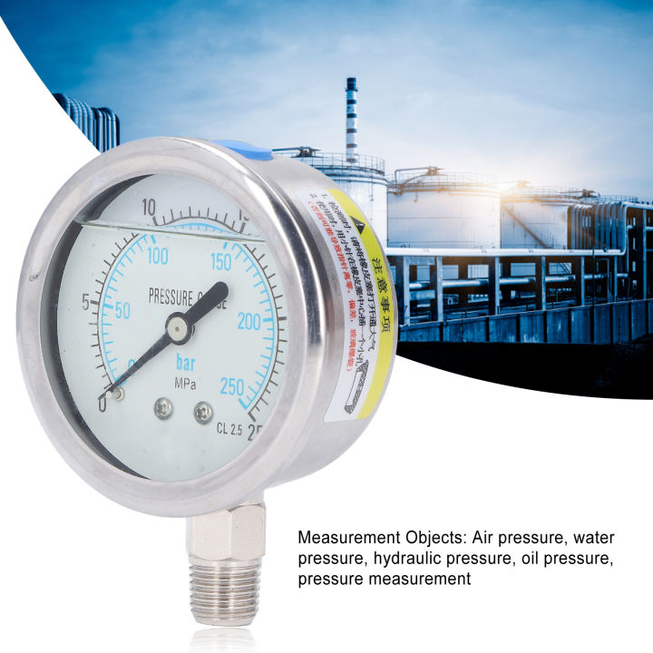 Pressure Gauge 1/4 NPT Radial Accurate Vacuum Manometer Corrosion Resistant for Air for ...