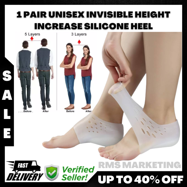 1 Pair Unisex Invisible Height Increase Silicone Heel Protector ...