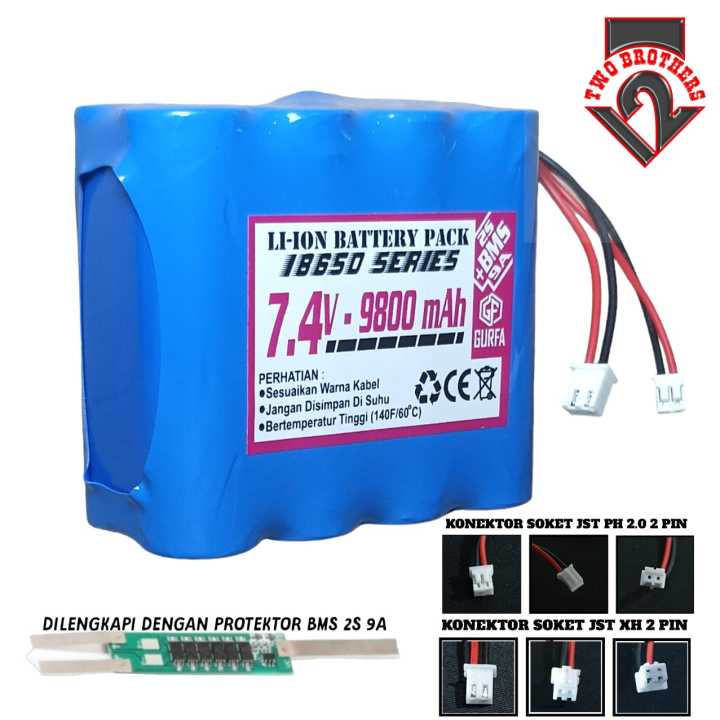 Baterai Speaker dan Elektronik Lainnya 8X 18650 9800mAh 7,4V BMS 2S 9A ...